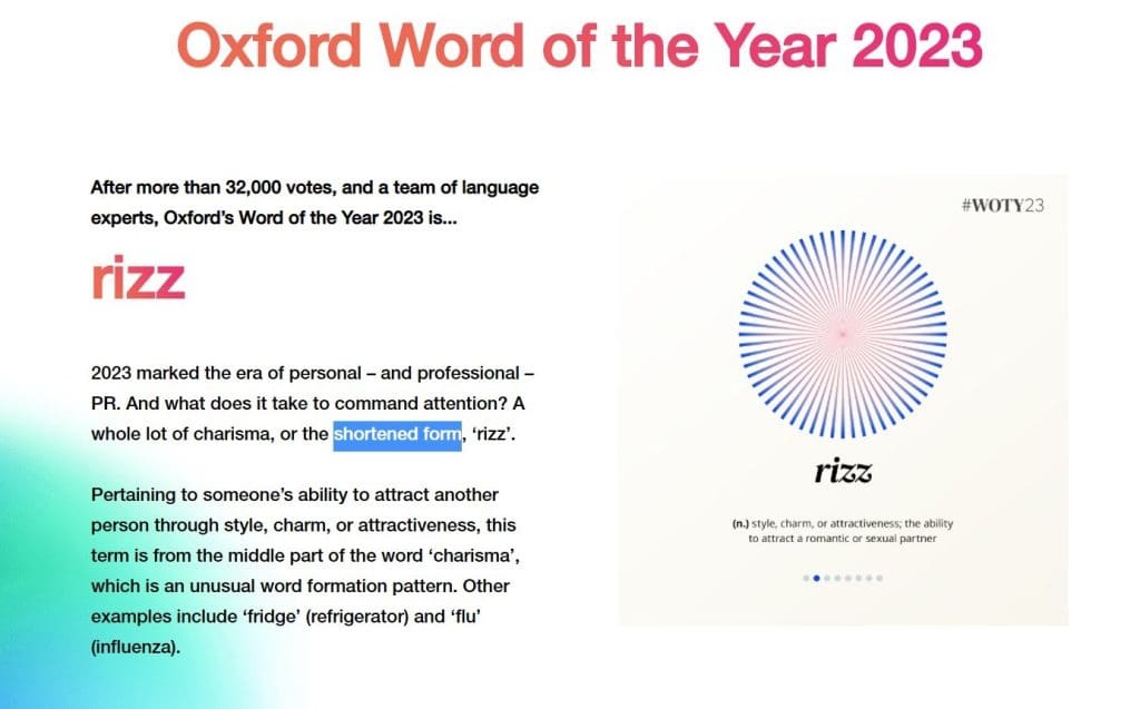 Oxford’s 2023 Word of the Year is ‘Rizz’